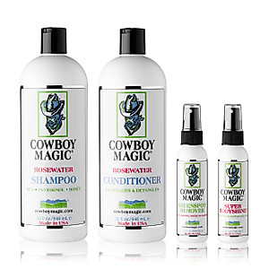 Cowboy Magic Show Ready LIMITED EDITION Box Set - 32 Oz Rosewater Shampoo, 32 Oz Conditioner, 4 Oz Greenspot Remover, 4 Oz Superbody Shine, and Bonus Gifts