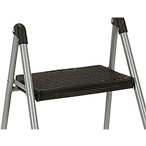 Cosco Two Step Steel, Resin Steps, Step Stool without Handle, Platinum/Black