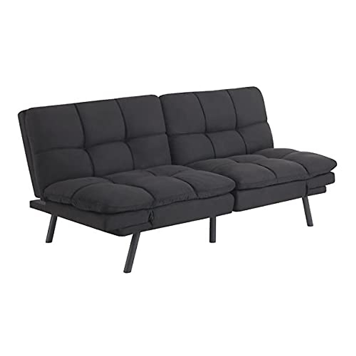 QLDFX HERQS-Memory Foam futon, Black Faux Suede, MS95-010-107-02