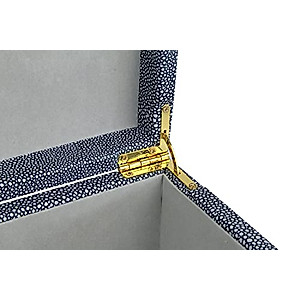 HofferRuffer Elegant Faux Leather Decorative Box, Storage Jewelry Box Organizer, Large Dresser Cosmetic Organizer Holder, Classic Jewelry Accessory Organizer, Grey Shagreen, 11x8x4.8 inches