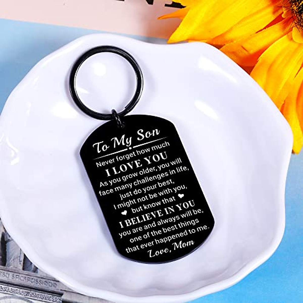 Valentines Gift for Son from Mom Teen Boys Gifts for 16th 18th Birthday Christmas Stocking Stuffers Graduation Gifts for Him Inspirational Keychain for Men