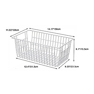SANNO Large Freezer Baskets Metal Storage Organizer Bin Basket Wire Storage Basket for Kitchen Pantry Bathroom Set of 3 Large Metal Farmhouse Food Fruit Produce Organizer Bins