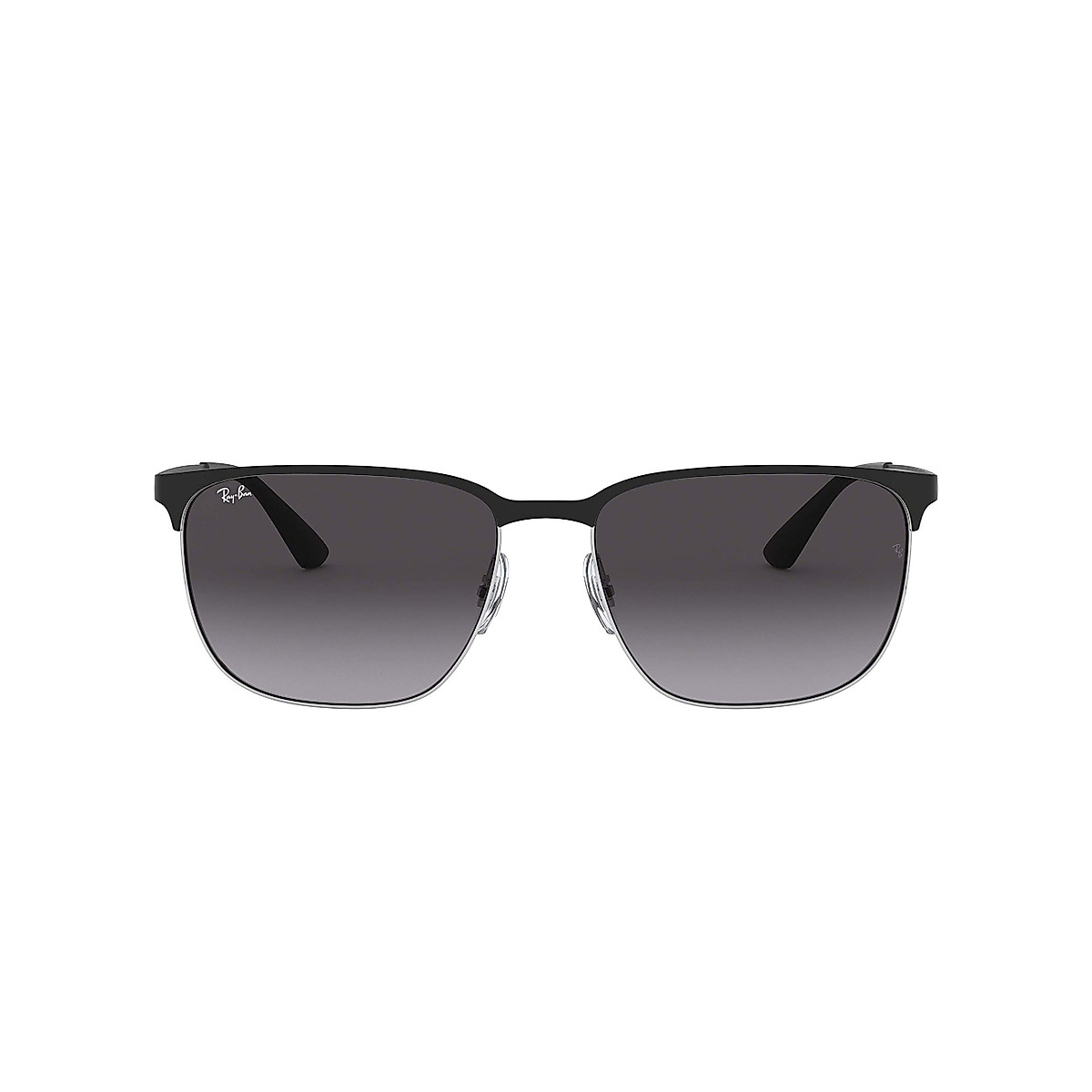 Ray-Ban RB3569 Square Sunglasses, Black On Silver/Light Grey Gradient Dark Grey, 59 mm