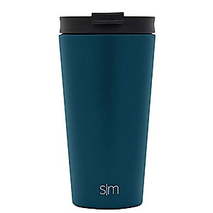 Simple Modern Insulated Tumbler with Lid and Straw | Iced Coffee Cup Reusable Stainless Steel Water Bottle Travel Mug | Gifts for Women Men Her Him | Classic Collection | 16oz | Riptide