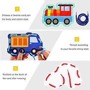 Zonon 8 Pieces Kids Lacing Cards Sewing Cards in 8 Patterns Lacing Games for Developing Imagination Education Supplies Children Sewing Game Favors (Transportation Style)