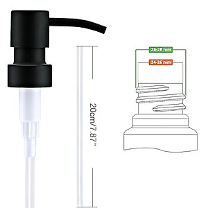 AUNRGO Black Soap Dispenser Pump Replacement - Matte 304 Stainless Steel Hand Soap and Lotion Dispenser Pumps Replacement for Regular Glass Mouth Bottles, Standard 28/400 Neck Size