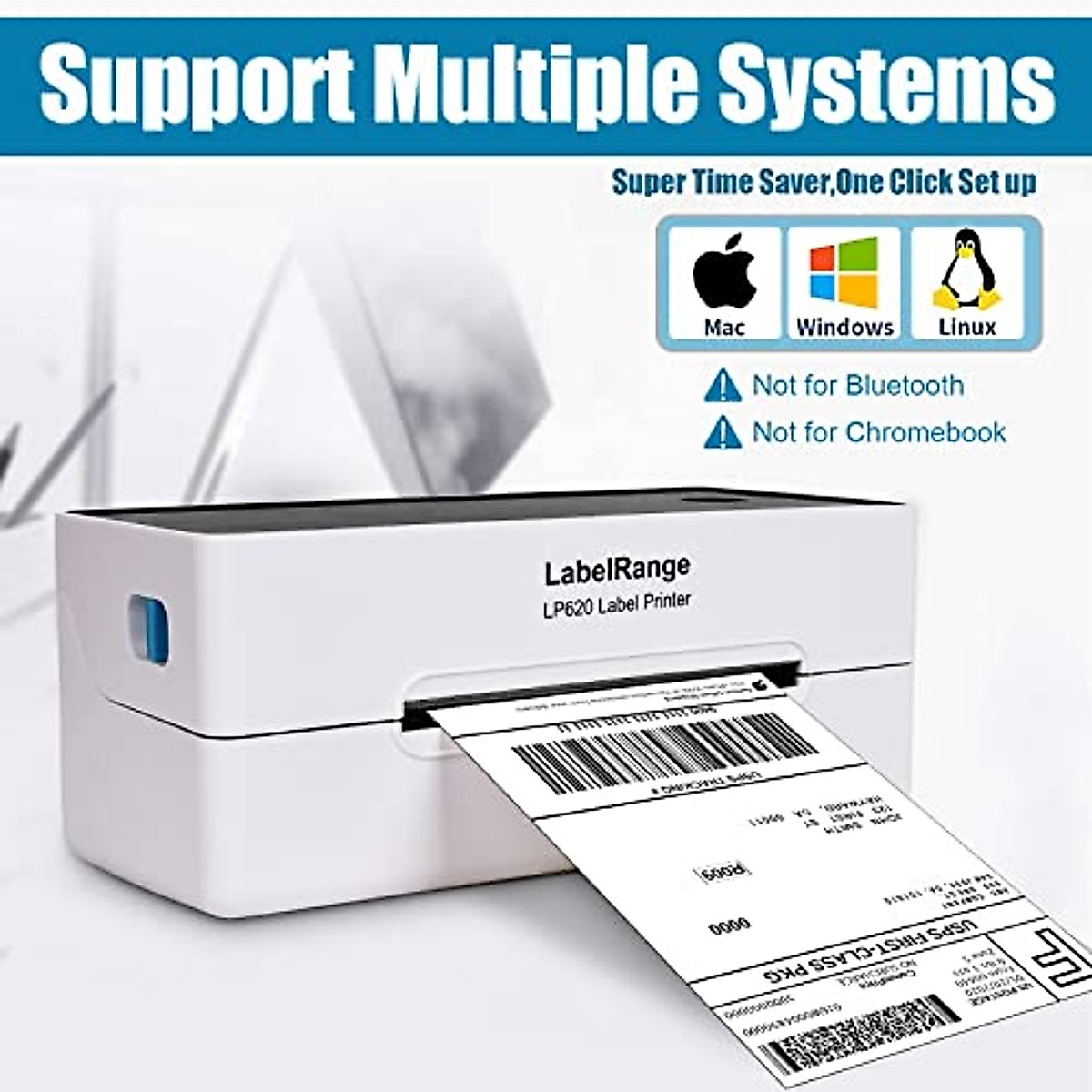 LabelRange 300DPI High Resolution Thermal Label Printer - Commercial Grade Shipping Label Printer 4x6, Support Amazon Ebay Paypal Shopify Etsy Shipstation and More on Windows, Mac and Linux System
