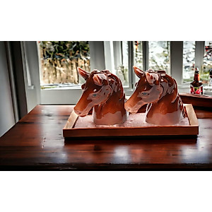 Fine Ceramic Brown Horse Salt & Pepper Shakers Set, 3-5/8" H