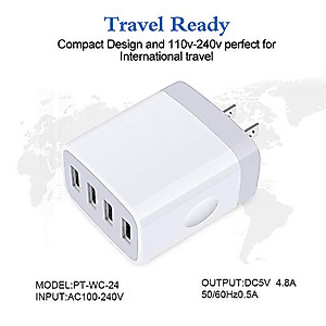 iPhone 12 Charger Box Fast Charging 4.8A Multi Port USB Charger Wall Plug Power Adapter Charging Block Cube Brick Compatible iPhone 14/SE/13/12/11 Pro Max, Samsung Galaxy S22 S21 Ultra S20 S10 Note 20