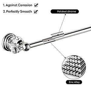 WOLIBEER Crystal Towel Bar,Chrome Towel Holder Adjustable Towel Rack Rod Expandable Stainless Steel Bathroom Accessories Wall Mounted