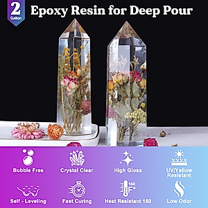 LET'S RESIN Epoxy Resin Kit, 2 Gallon Epoxy Resin for Deep Pour,Bubble Free & Crystal Clear Casting Resin,Fast Curing Resin for Table Top, Countertop, River Table, Wood, Jewelry Making,Art,Craft