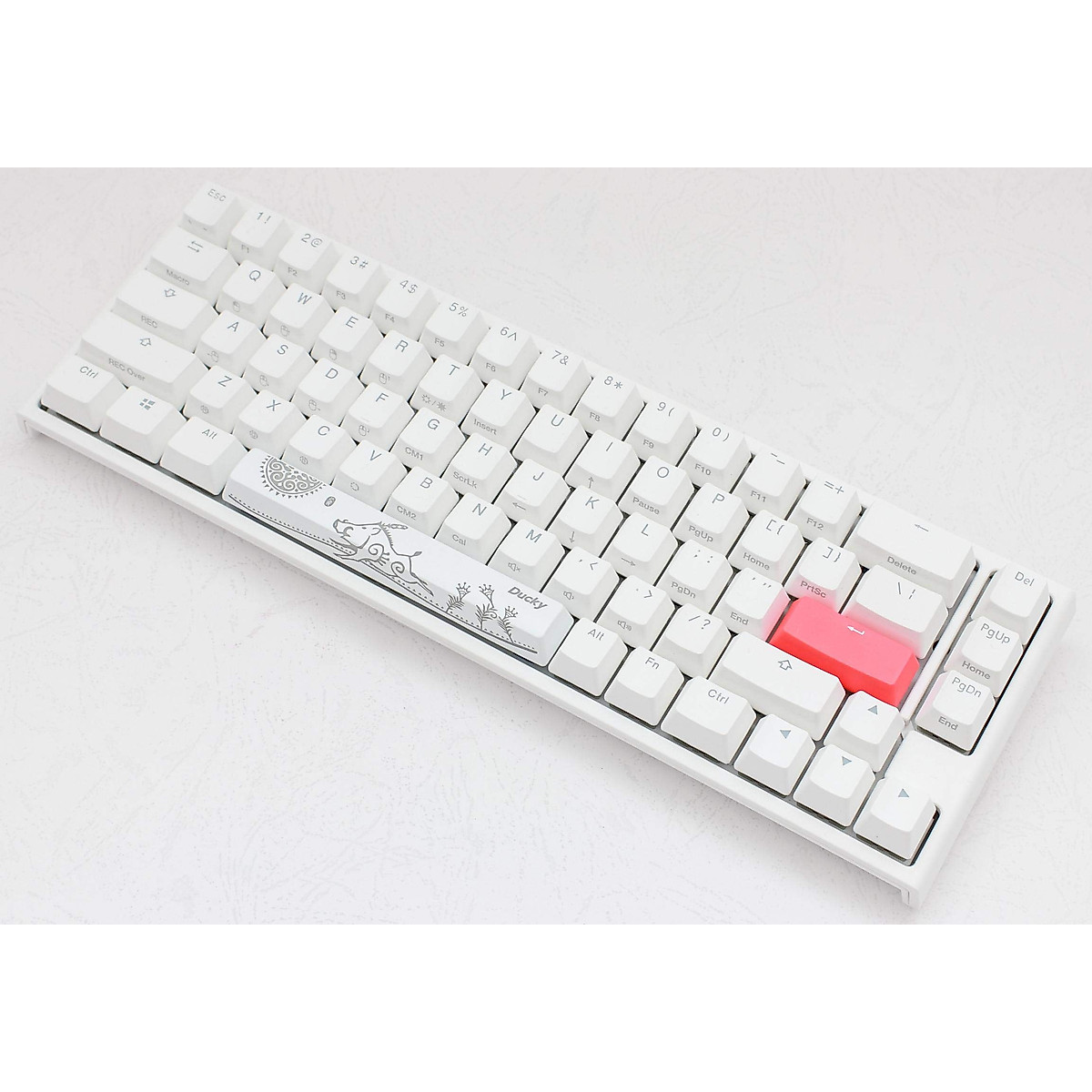 Ducky One 2 SF RGB Pure White RGB LED 65% Double Shot PBT Mechanical Keyboard (Cherry MX Silent Red)