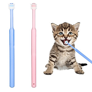 2 Pack Small Dog Toothbrush,360 Degree Silicone Cat Toothbrush Pet Dental Care Dog Oral Hygiene Deep Clean Pet Teeth Cleaning Kit Soft Bristles Friendly to Gums, Easy to Handle, Fresh Breath - Medium