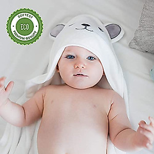 HIPHOP PANDA Bamboo Hooded Baby Towel - Soft Bath Towel with Bear Ears for Babie, Toddler, Infant - Ultra Absorbent, Natural Baby Stuff Baby Bath Shower Gifts for Boy and Girl - (Bear, 30 x 30 Inch)