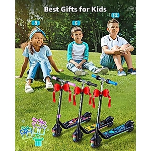 Gyroor Electric Scooter for Kids, 10 Miles Distance, 150W Motor, Bluetooth Music, Dual Brake System, Adjustable Height and Speed, Electric Scooter for Kids Ages 8-12, Ideal Gifts, Blue