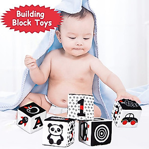 MOMOK Baby Toys 6 to 12 Months Baby Blocks,Soft Building and Stacking Blocks for Toddles 1-3, Black and White High Contrast Baby Infant Toys