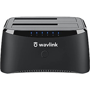 WAVLINK USB 3.0 to SATA I/II/III Dual Bay External Hard Drive Enclosures Docking Station for 2.5/3.5inch HDD SSD,Offline Clone,OTG,Supports UASP(up to 6Gbps) for Windows, Mac OS and Linux