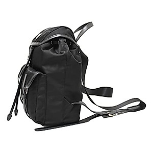 Prada Black Tessuto Nylon Soft Calf Leather Adjustable Backpack 1BZ677