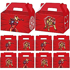 RenbangUS 16 Pcs Iron Hero Birthday Party Favors Boxes for Kids, Iron Hero Gift Boxes Goodie Candy Boxes for Classroom Rewards Carnival Prizes Decor Gifts for Boys Girls