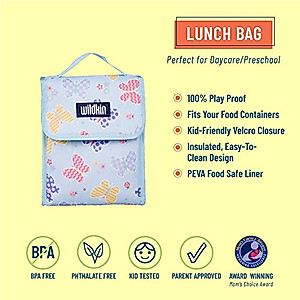 Wildkin 15 Inch Kids Backpack Bundle with Lunch Bag (Butterfly Garden)