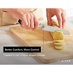 Misen Serrated Bread Knife - 5 Inch, High Carbon Stainless Steel, Japanese AUS10 - Best for Sourdough, Challah, Watermelon - Bread Slicer Knife, Chef - Bread Bowl, Handmade, Homemade Bread, Black