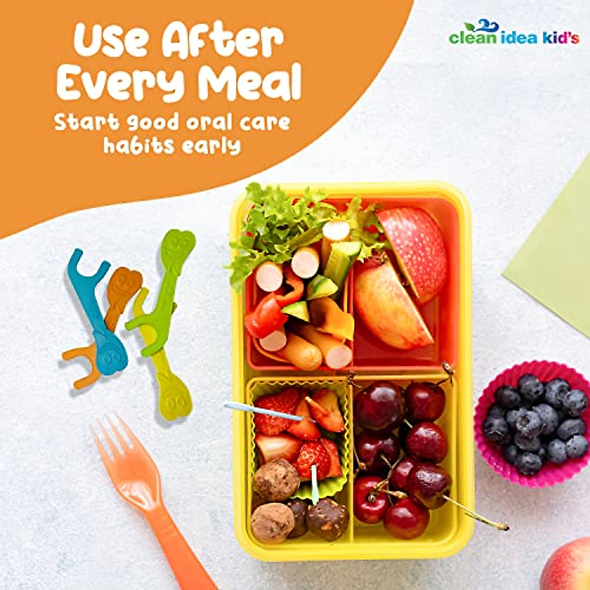 Clean Idea Kids Ecofloss Individually Wrapped - 150 Floss Picks - Flosser for Kids - Individually Packaged Floss Picks