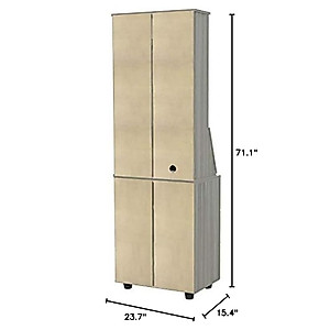 Inval Computer Credenza Work Center, Smoke Oak