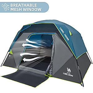 CAMEL CROWN Tents for Camping 4 Person Tent Waterproof Easy Setup Backpacking Tents with Floor Mats 3/4/5 Person Family Tent for Outdoor Hiking