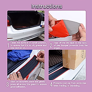 GZRUICA Rear Bumper Protector Guard Trunk Rubber Protection Strip Rubber Scratch-Resistant Trunk Door Entry Guards Car Accessory for SUV/Cars - Universal Sports Full Black with Full 3M Tape Pack-1