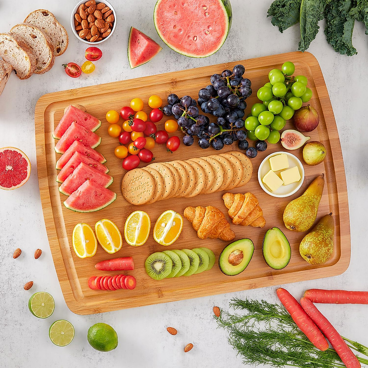 30 x 20 Inch Extra Large Bamboo Cutting Boards - BEZIA 3XL Stove Top Cover Chopping Board - Meat Cutting Board for BBQ - Turkey Carving Board - Extra Large Charcuterie Boards with Juice Groove