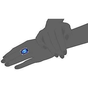 Sorrelli Crystal Cocktail Adjustable Ring, Antique Silver-Tone Finish, Ultramarine