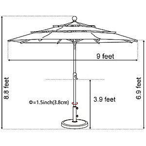 EliteShade USA 10-Year-Non-Fading Sunumbrella Solar 9ft 3 Tiers Market Umbrella with 80 LED Lights Patio Umbrellas Outdoor Table with Ventilation,Burgundy