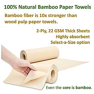 Purafide Premium-Quality, All-Natural Bamboo Paper Towels, Tree-Free, Chemical-Free, Extra Durable, Super Absorbent, Select-a-Size 2-Ply, 90 Sheets Per Roll. (PT 6 Rolls)
