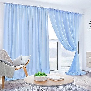 Baby Blue Backdrop Curtain for Parties Baby Blue Chiffon Sheer Fabric Drape Wedding Arch Backdrop for Birthday Party Photo Baby Shower 10ft x 7ft