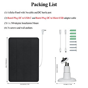 DaybreakAura 5W Solar Panels for Security Cameras - Compatible with Ring Spotlight Cam(Battery), Ring Stick Up Cam Battery - 9.8 Ft Charging Cable - 1PACK (Not for Spotlight Plus/Pro)