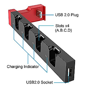 Charging Dock Compatible with Nintendo Switch & Switch OLED Model Joycons, Switch Controller Charger Dock Station for Joycon Charges up to 4pcs, Charging Stand Station for Nintendo Switch/OLED Model