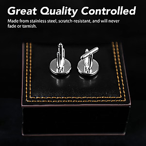 Elegant Cufflinks for Men, Jewelry Stainless Steel Classic Tuxedo Shirt Cuff Links with Gift Box for Men Unique Business Wedding- Black Toned