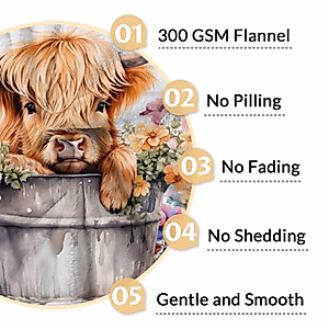 Custom Highland Cow Blanket with Name for Kids, Aldults - Soft, Fuzzy & Cozy - 50"x60" Throw Size Blankets for Sofa, Work - White Cute Warm Throw Blankets Gifts