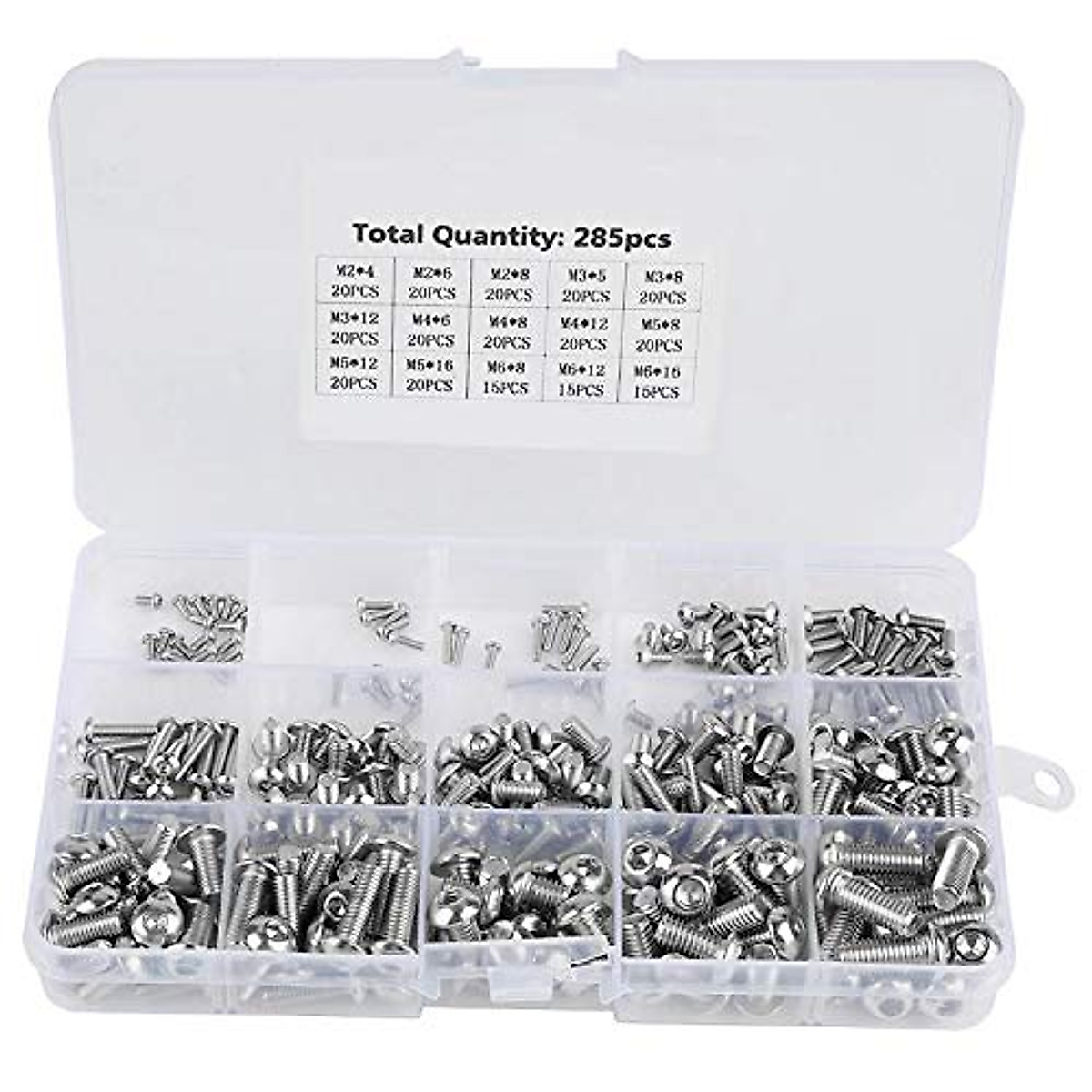 Screw 285Pcs/Set M2/M3/M4/M5/M6 Machine Screw Stainless Steel Screws Set for Laptop/Hard Disk/Keyboard/Phone/PC Fasteners