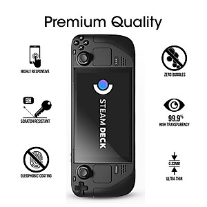 amFilm 3 Pack for Steam Deck/Steam Deck OLED Screen Protector Tempered Glass, Designed for Stream Steam Deck Accessories 2021 & 2022/Steam Deck OLED 2023