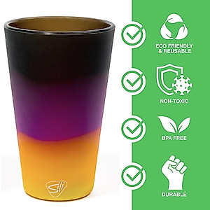Silipint: Silicone Pint Glass Set - 2 Pack Sun Storm - 16oz Unbreakable Cups, Flexible, Sustainable, Hot/Cold, Dishwasher Safe, Easy Grip
