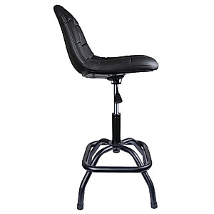 Performance Tool W85031 Pneumatic High Back Adjustable Swivel Bar Stool with Back Support for Home, Bar, and Shop, Black, 26-32 inches High