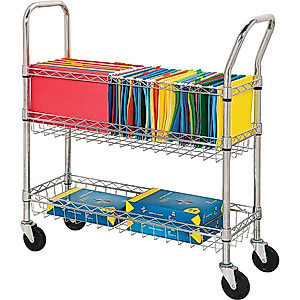 Lorell Wire Mail Cart, Chrome