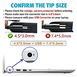 Replacement for 45w Dell AC Adapter Laptop Charger for Dell Inspiron 13 14 15 3000 5000 7000 Series 14-5000 13-7000 13-5000 17-7000 15-3552 3555 3558 3565 3567 5551 5555 5558 5559 Power Supply Cord