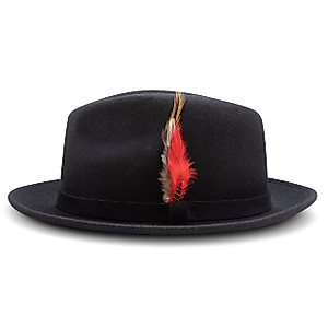 MONTIQUE Trendy Long Lasting 2 ¼ Brim Wool Felt Dress Hat for Men H-62 (X-Large, Black)