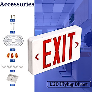 LED Exit Sign Emergency Light, Red Lettering with Battery Backup, LED Emergency Light for Commercial or Industrial Use, AC 120-277V, UL Listed, Rechargeable (4Pack)