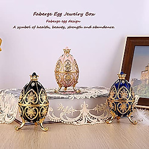 ELLDOO Faberge Egg Style Trinket Box, Enameled Jewelry Box Unique Decorative Metal Box Classic Ornaments Gift for Home Decor, Beige