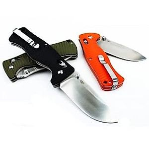 Ganzo G720-OR Tactical Pocket Folding Knife 440C Stainless Steel Blade G10 Anti-Slip Handle with Clip Fishing Hunting Outdoor Folder EDC Pocket Knife (Orange)