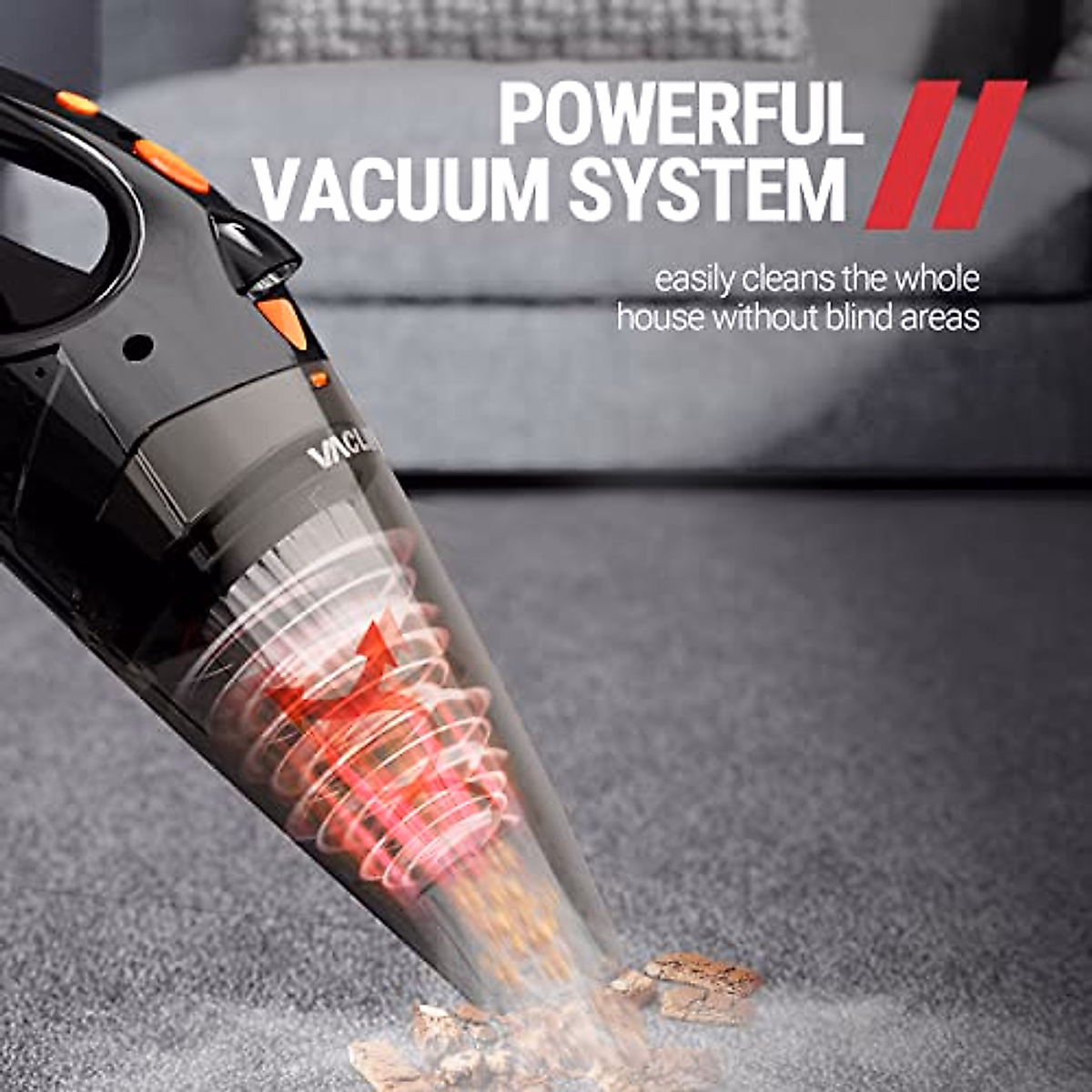 VacLife Handheld Vacuum, Car Vacuum Cleaner Cordless, Orange (VL189)