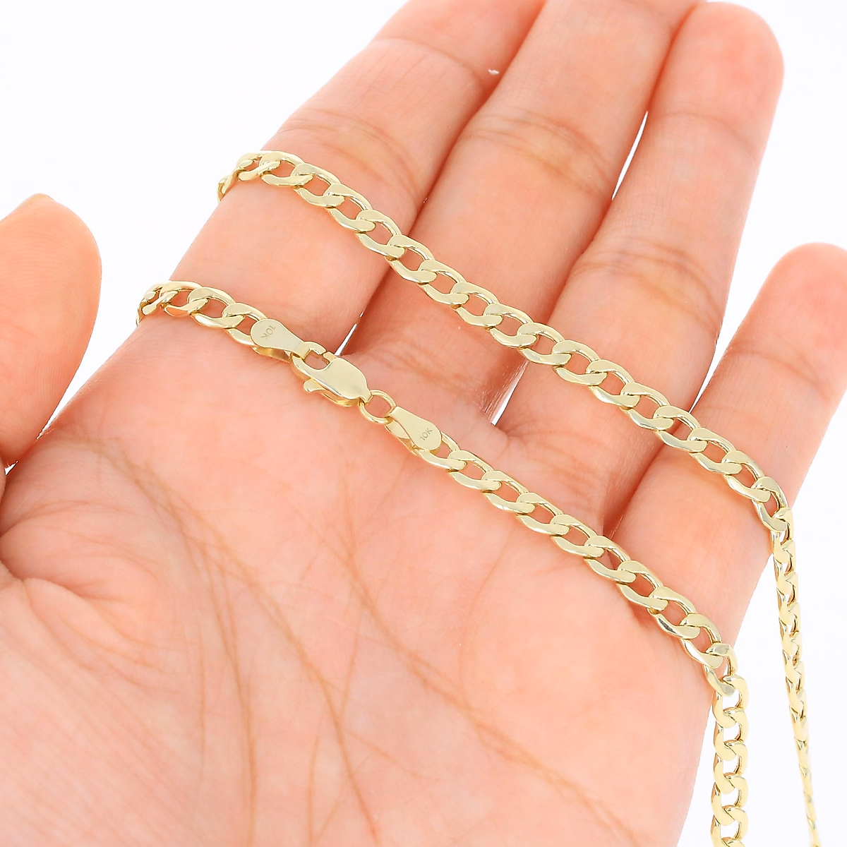 Nuragold 10k Yellow Gold 4.5mm Cuban Curb Link Chain Pendant Necklace, Mens Womens Jewelry 16" 18" 20" 22" 24" 26" 28" 30"